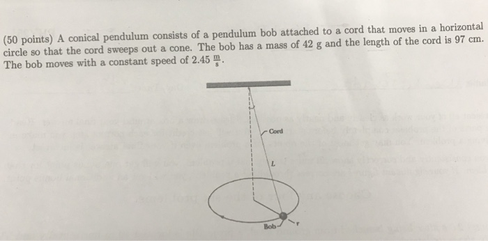Solved (50 points) A conical pendulum consists of a pendulum | Chegg.com