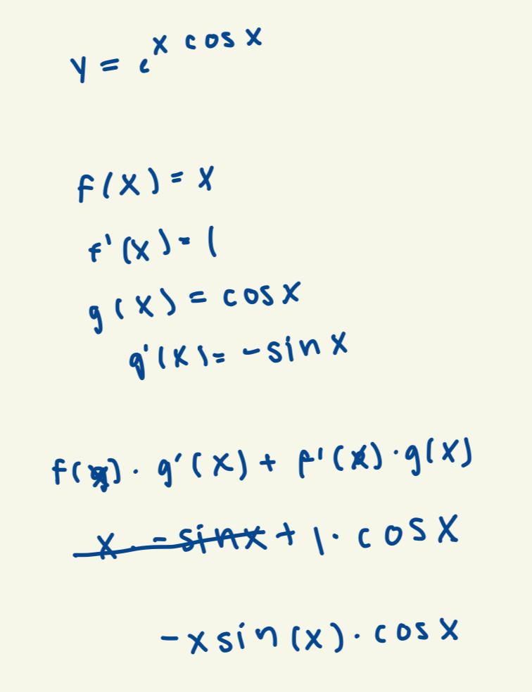Solved I know the answer simplifies to e^xcosx | Chegg.com