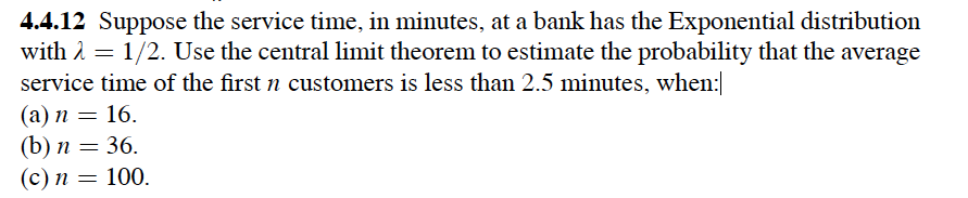 Solved = 4.4.12 Suppose the service time, in minutes, at a | Chegg.com