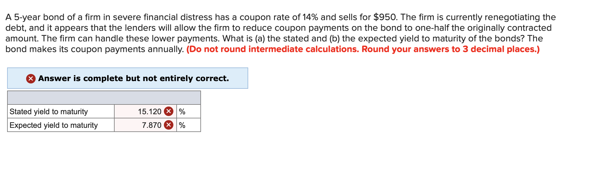 Solved A 5-year bond of a firm in severe financial distress | Chegg.com