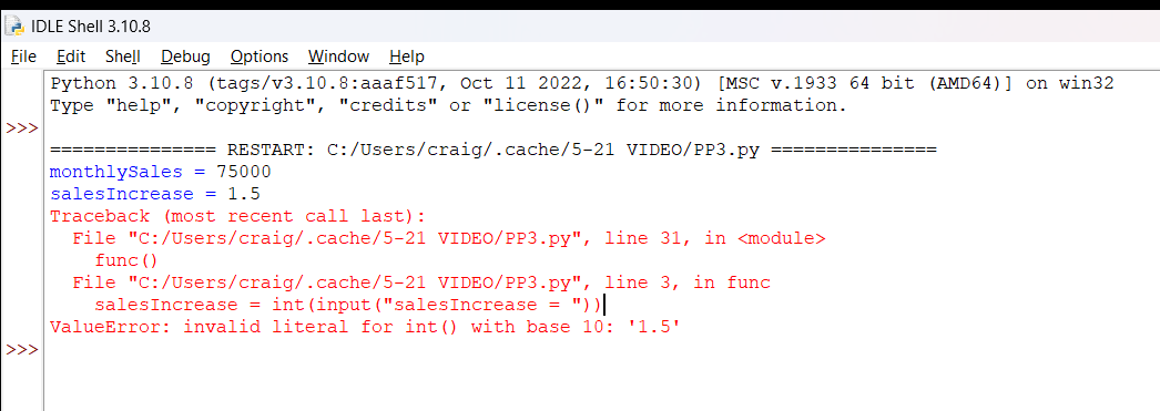 Solved I keep getting this error message in Python. Is there | Chegg.com