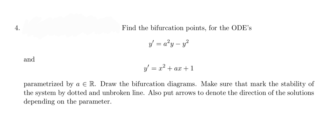 Solved Find the bifurcation points, for the | Chegg.com