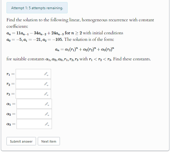 Solved Find the solution to the following linear, | Chegg.com