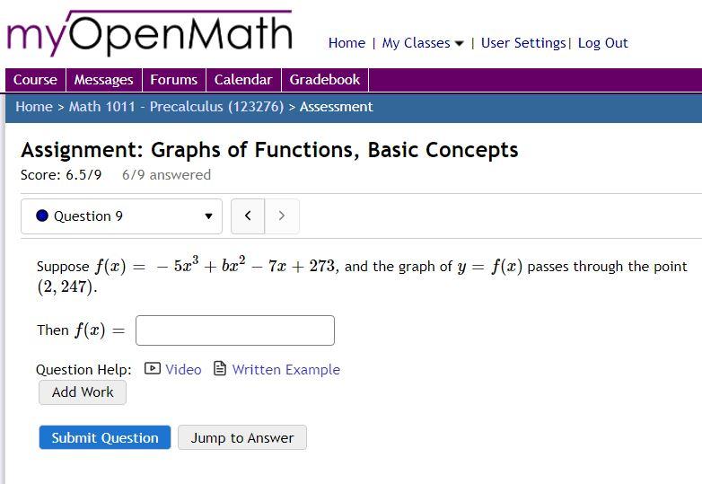 Solved myOpenMath Home My Classes | User Settings Log Out | Chegg.com