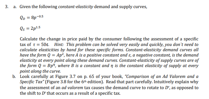 3. a. Given the following constant-elasticity demand | Chegg.com