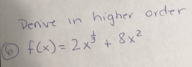 Solved Derive in higher order f(x)=2x31+8x2 | Chegg.com