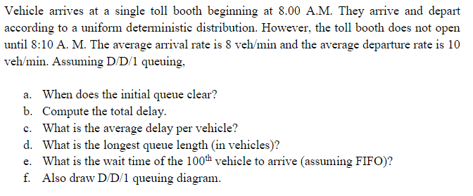 Vehicle arrives at a single toll booth beginning at | Chegg.com