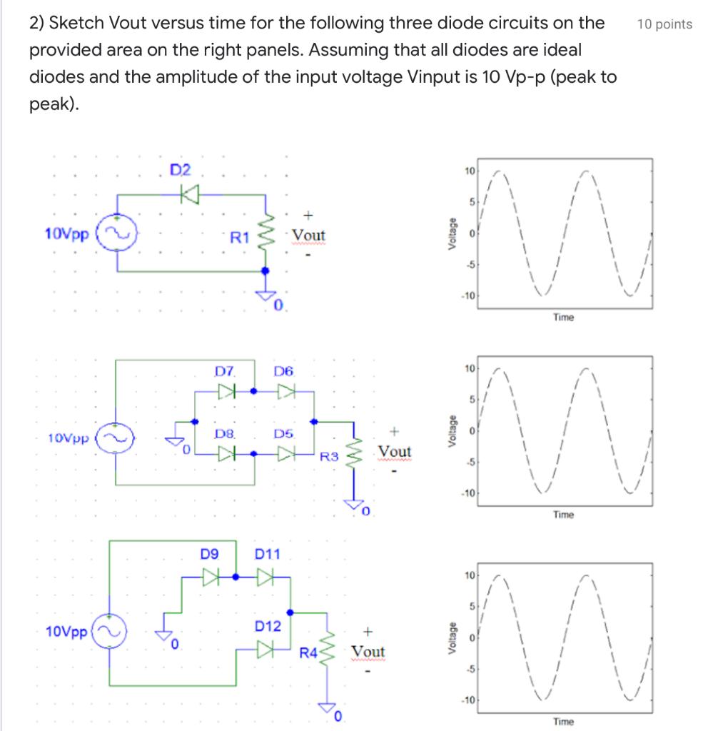 Solved 10 points 2) Sketch Vout versus time for the | Chegg.com