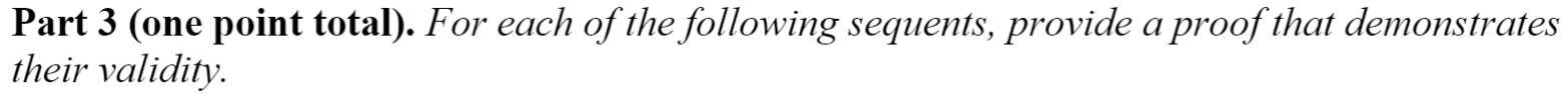Solved Part 3 (one point total). For each of the following | Chegg.com