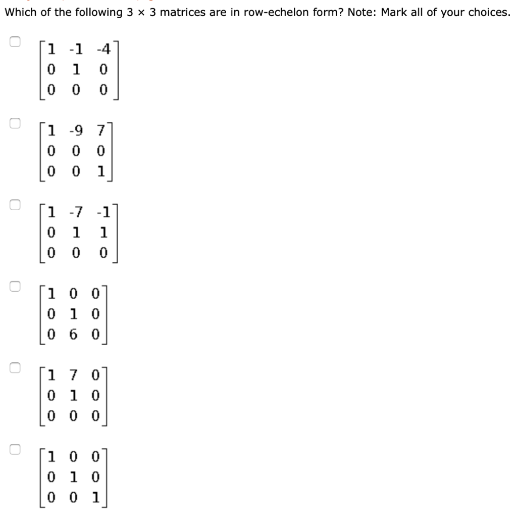 Solved Which of the following 3 x 3 matrices are in | Chegg.com