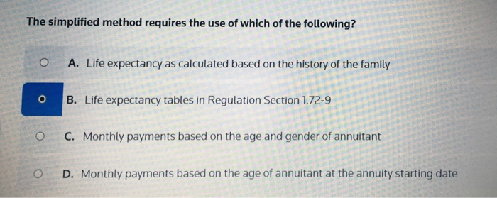 Solved The simplified method requires the use of which of | Chegg.com