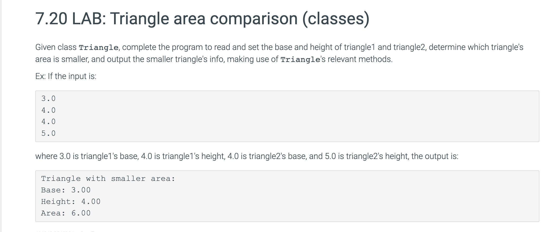 Solved Given Class Triangle Complete The Program To Read 6621