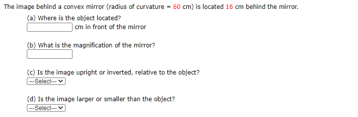 Solved The image behind a convex mirror (radius of curvature | Chegg.com