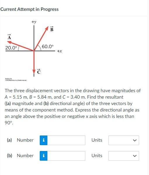 Solved Current Attempt in Progress The three displacement | Chegg.com
