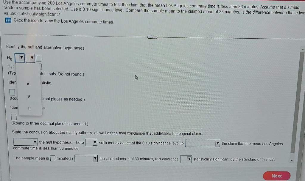 Solved Use the accompanying 200 Los Angeles commute times to | Chegg.com