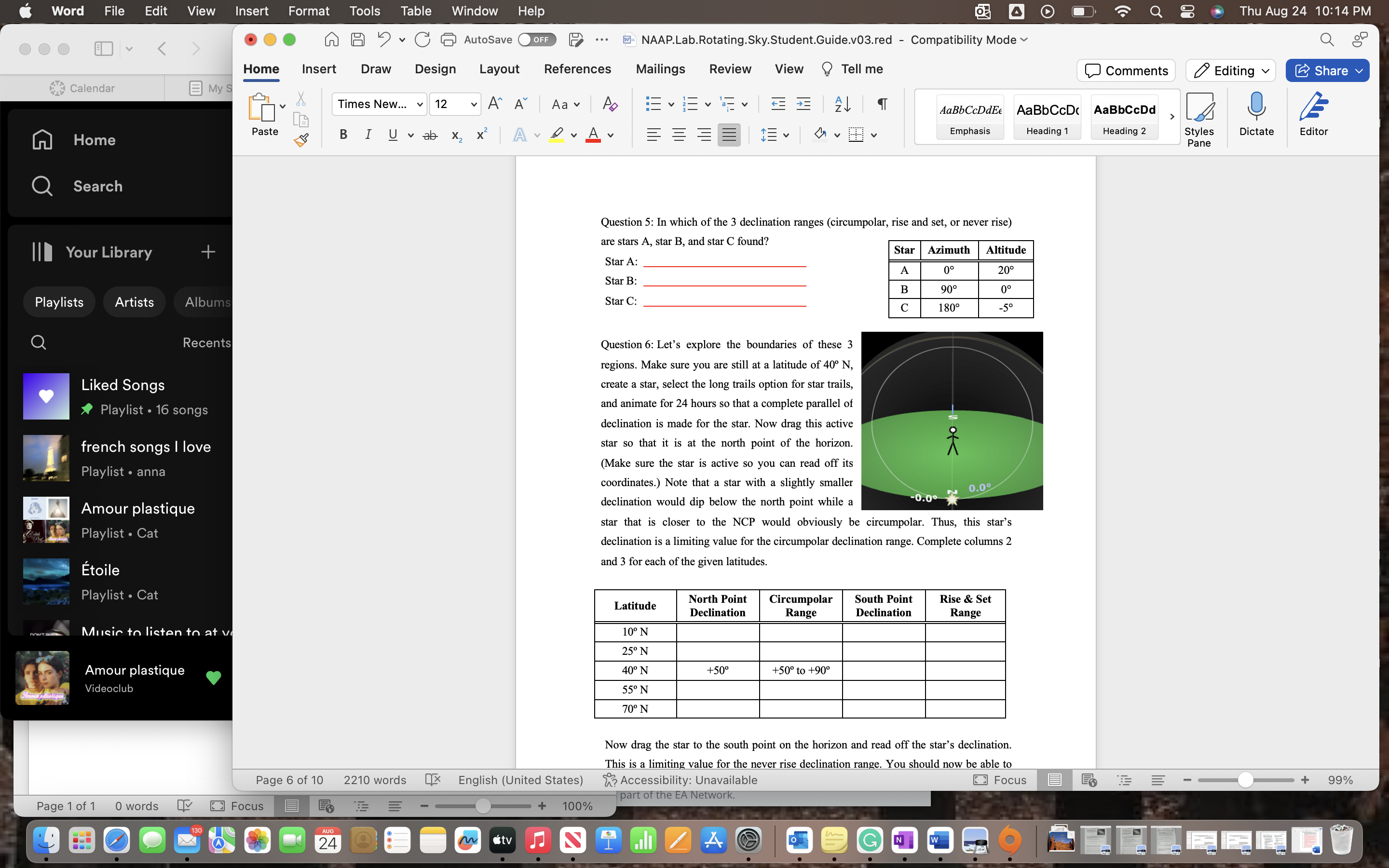 Solved Question 5: In which of the 3 declination ranges | Chegg.com