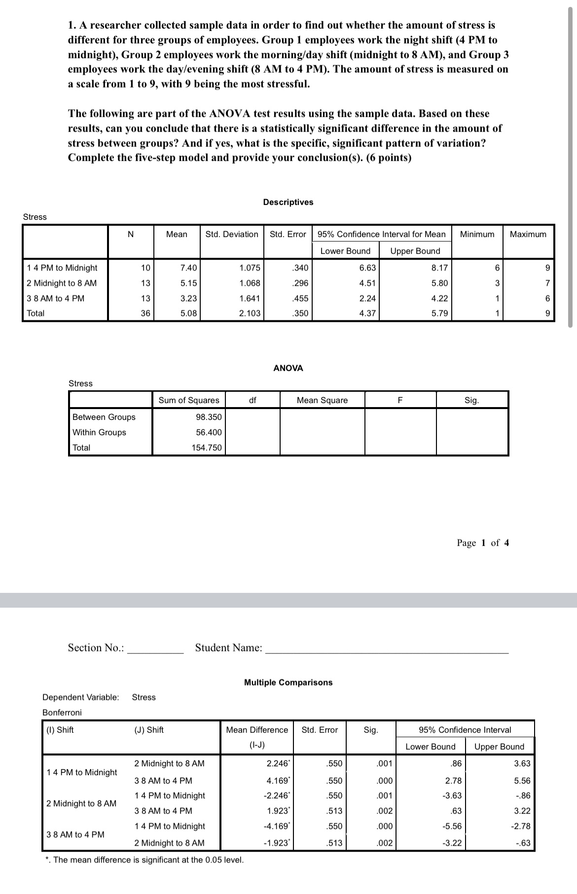 Solved 1. A researcher collected sample data in order to | Chegg.com