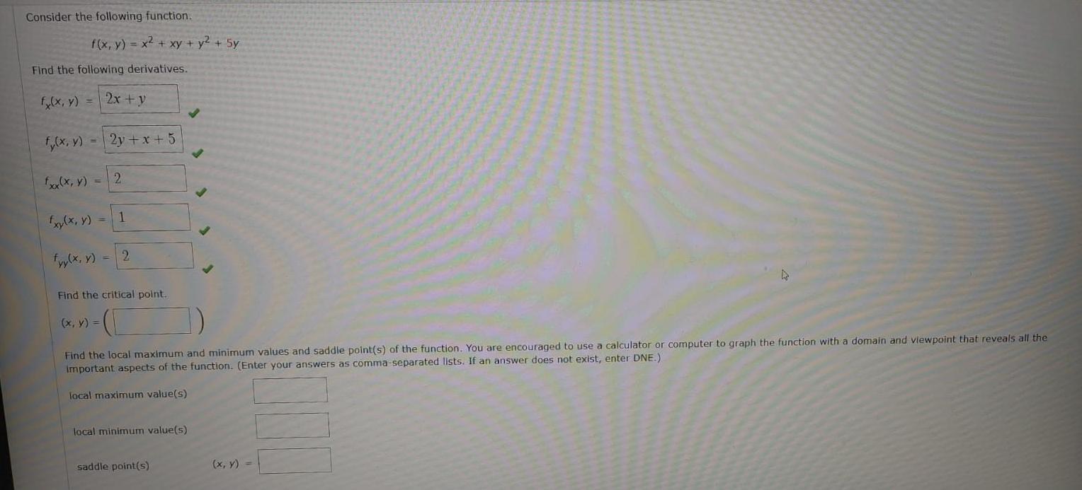 Solved Consider the following function. f(x, y) = x2 + xy + | Chegg.com