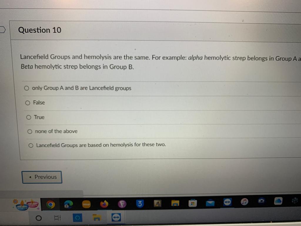 Solved Lancefield Groups and hemolysis are the same. For | Chegg.com