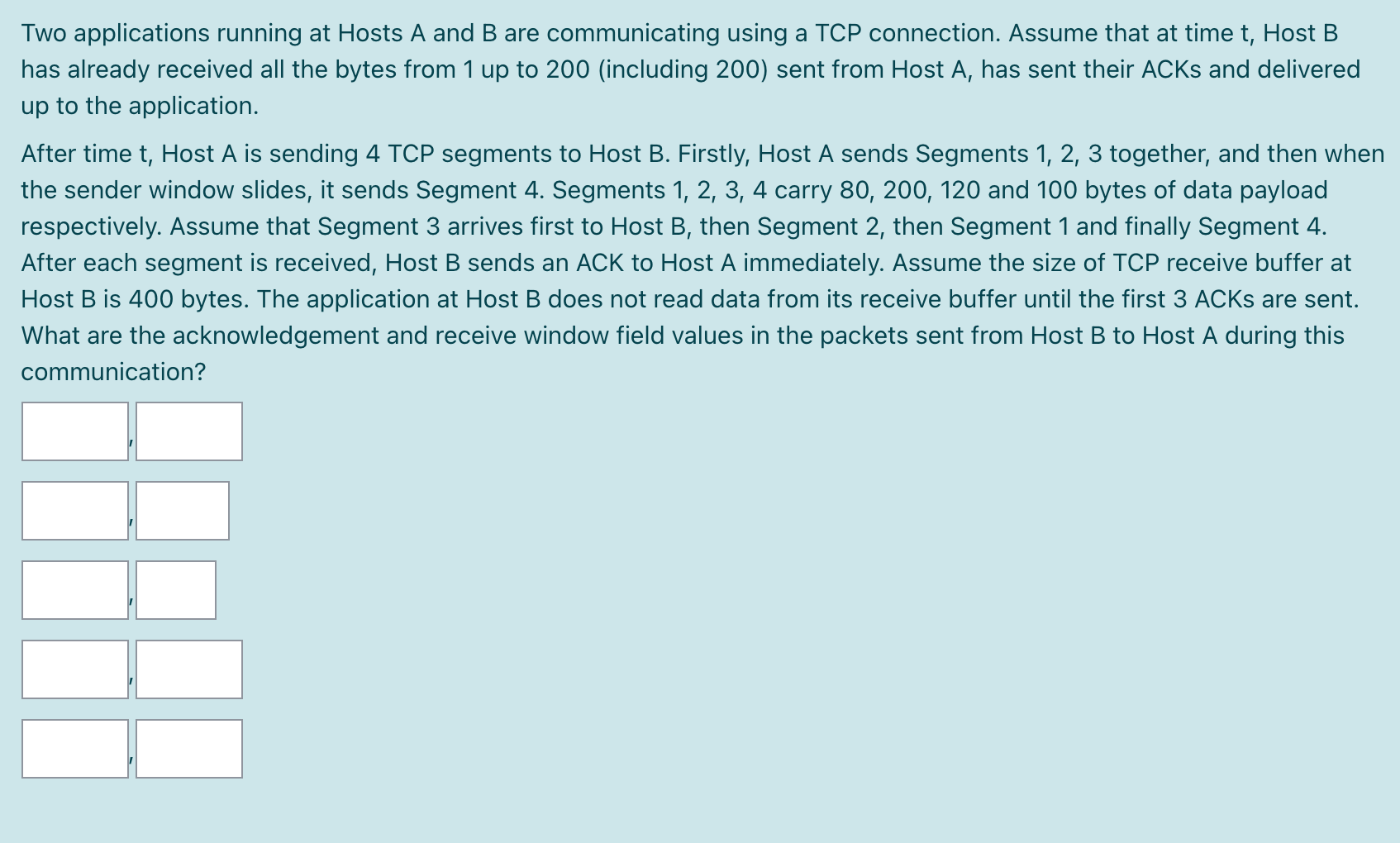 Two Applications Running At Hosts A And B Are Chegg