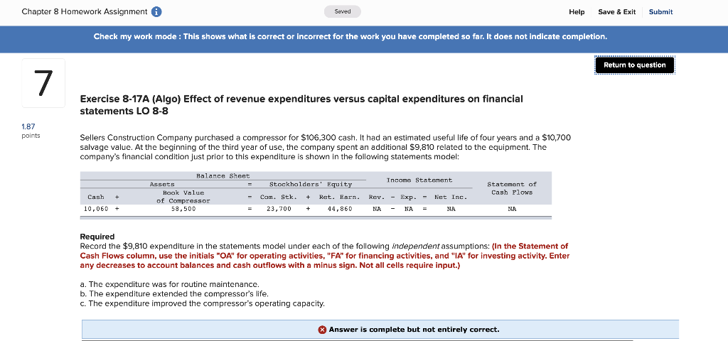 Solved Chapter 8 Homework Assignment Seved Help Save & Exit | Chegg.com