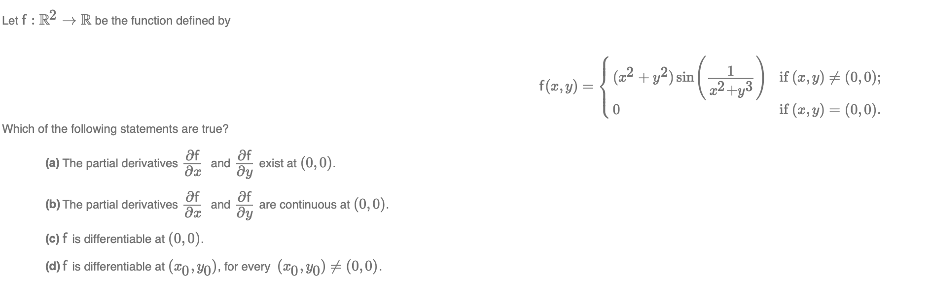 Solved Let f:R2→R be the function defined by | Chegg.com