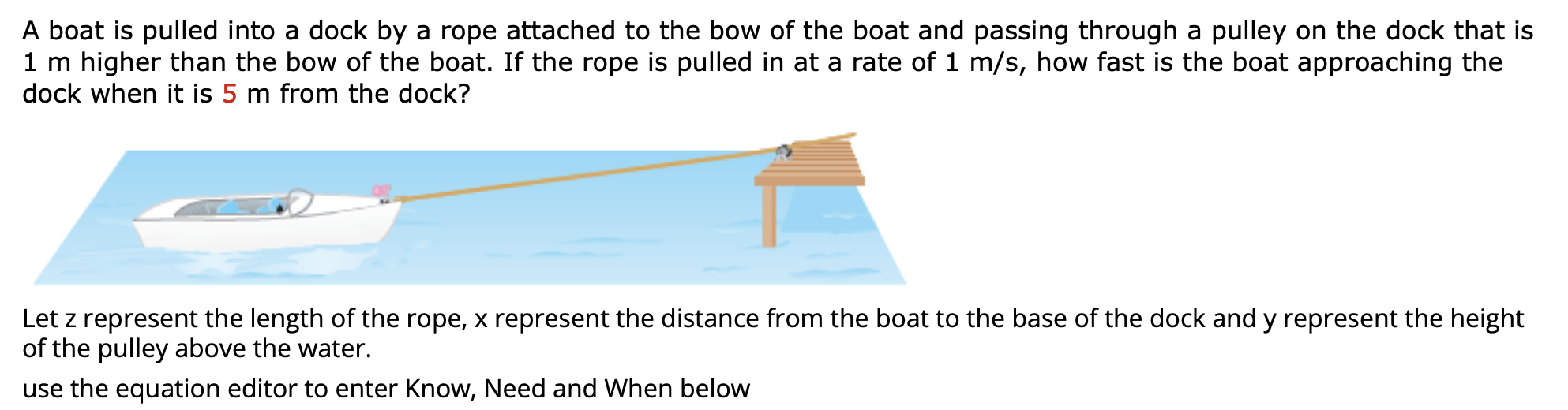 Solved A boat is pulled into a dock by a rope attached to | Chegg.com