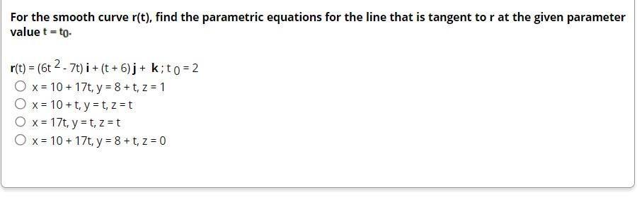 Solved For the smooth curve r(t), find the parametric | Chegg.com