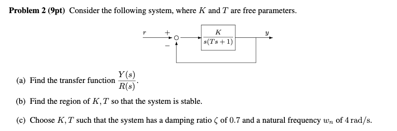 Solved Problem 2 (9pt) Consider the following system, where | Chegg.com