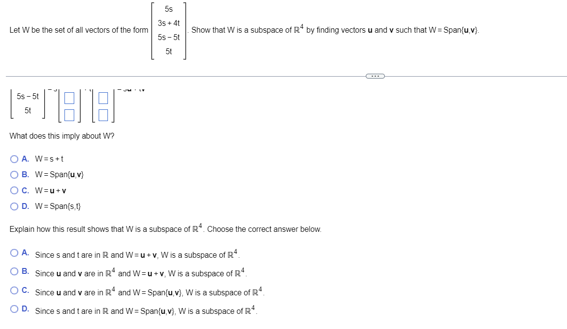 Solved Let W be the set of all vectors of the form | Chegg.com