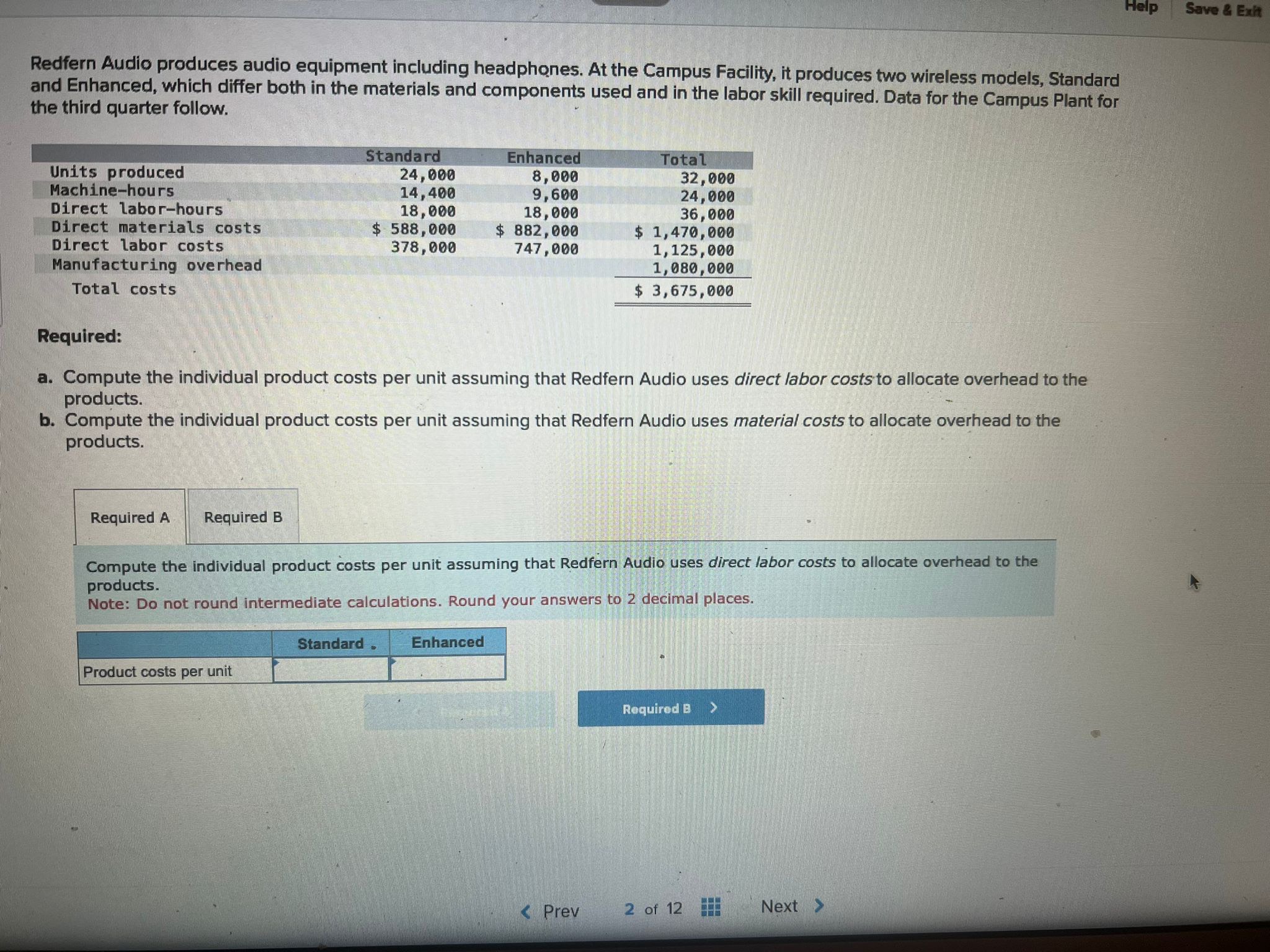 Solved Redfern Audio produces audio equipment including | Chegg.com