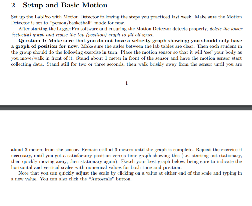 2 Setup and Basic Motion Set up the LabPro with | Chegg.com