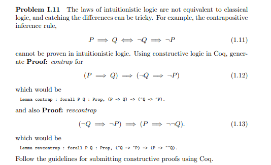 Solved Problem 1.11 The laws of intuitionistic logic are not | Chegg.com