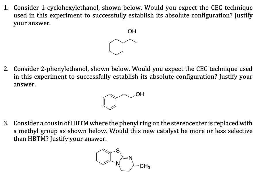 Solved 1. Consider 1-cyclohexylethanol, shown below. Would | Chegg.com