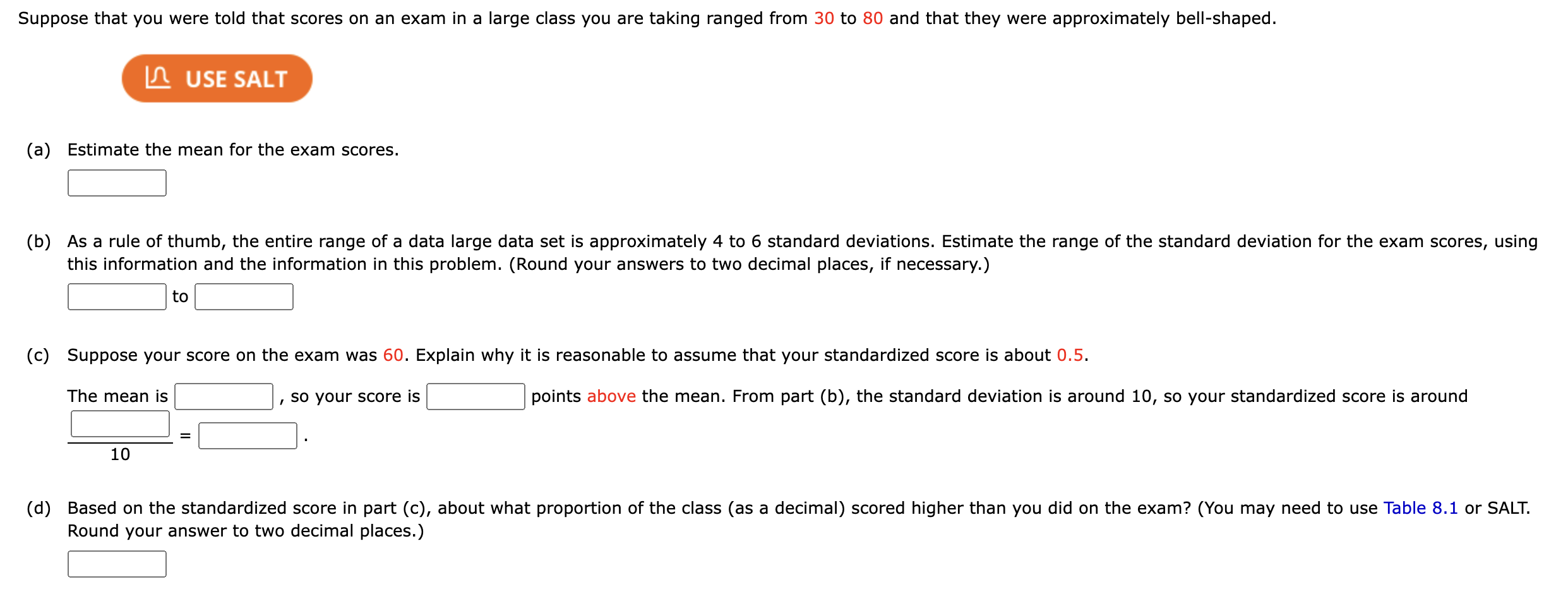 Solved (a) Estimate the mean for the exam scores. this | Chegg.com
