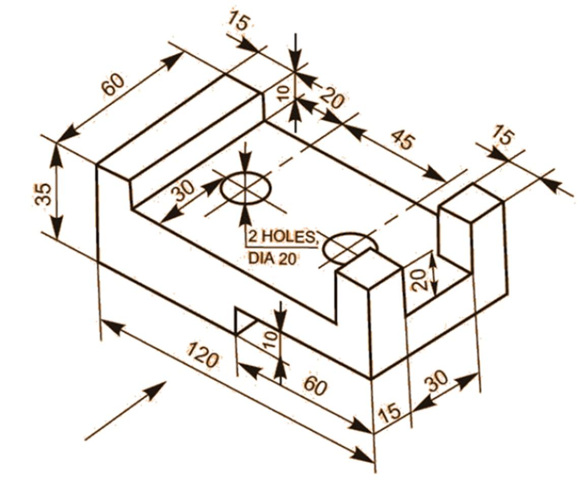 Solved Draw the front, top and side view in third angle | Chegg.com