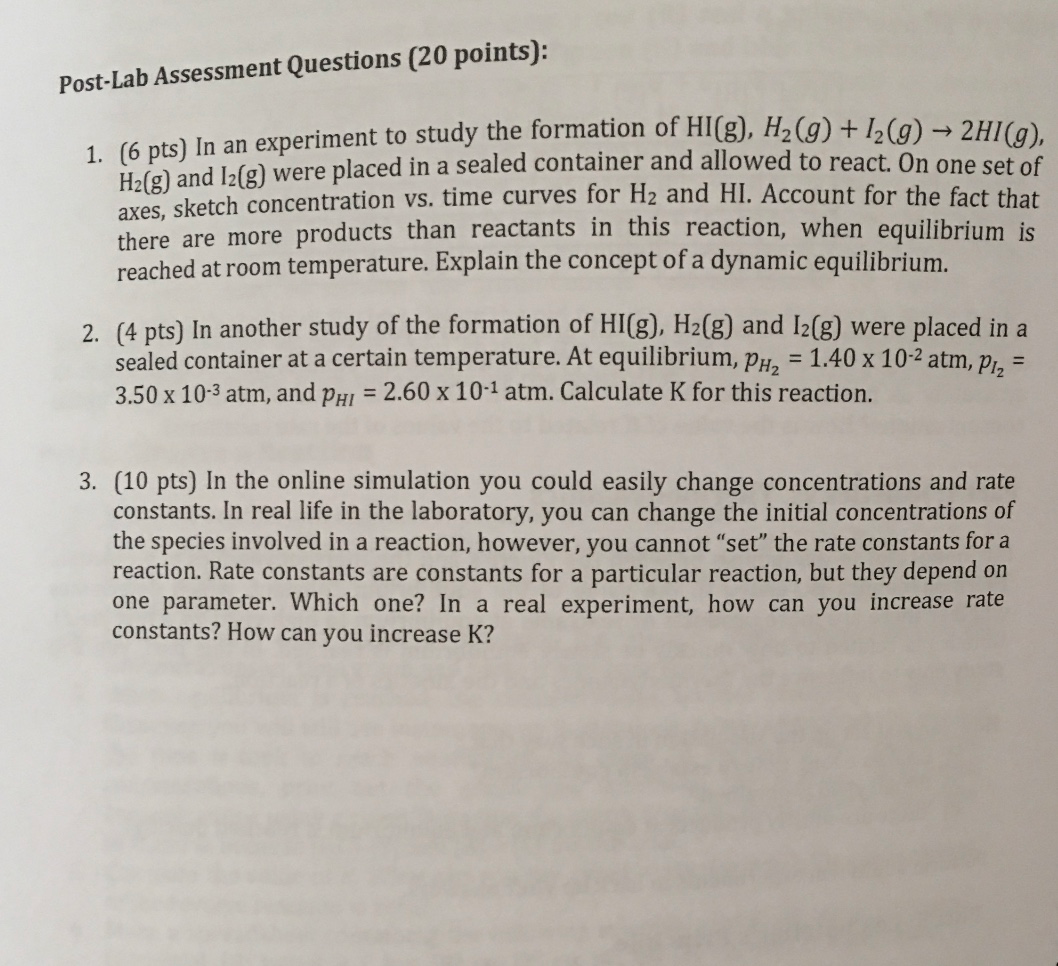 Solved Post-Lab Assessment Questions (20 points): 1. (6 pts) | Chegg.com