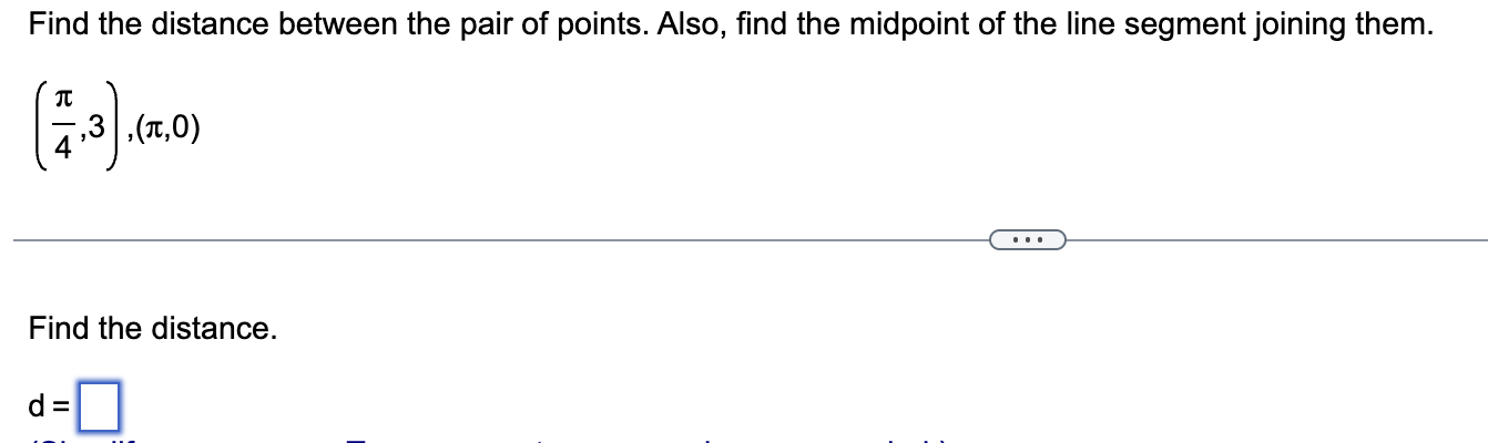 Solved Find the distance between the pair of points. Also, | Chegg.com