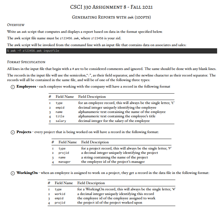 CSCI 330 ASSIGNMENT 8 - Fall 2021 GENERATING REPORTS | Chegg.com CSCI 330 ASSIGNMENT 8 - Fall 2021 GENERATING REPORTS | Chegg.com