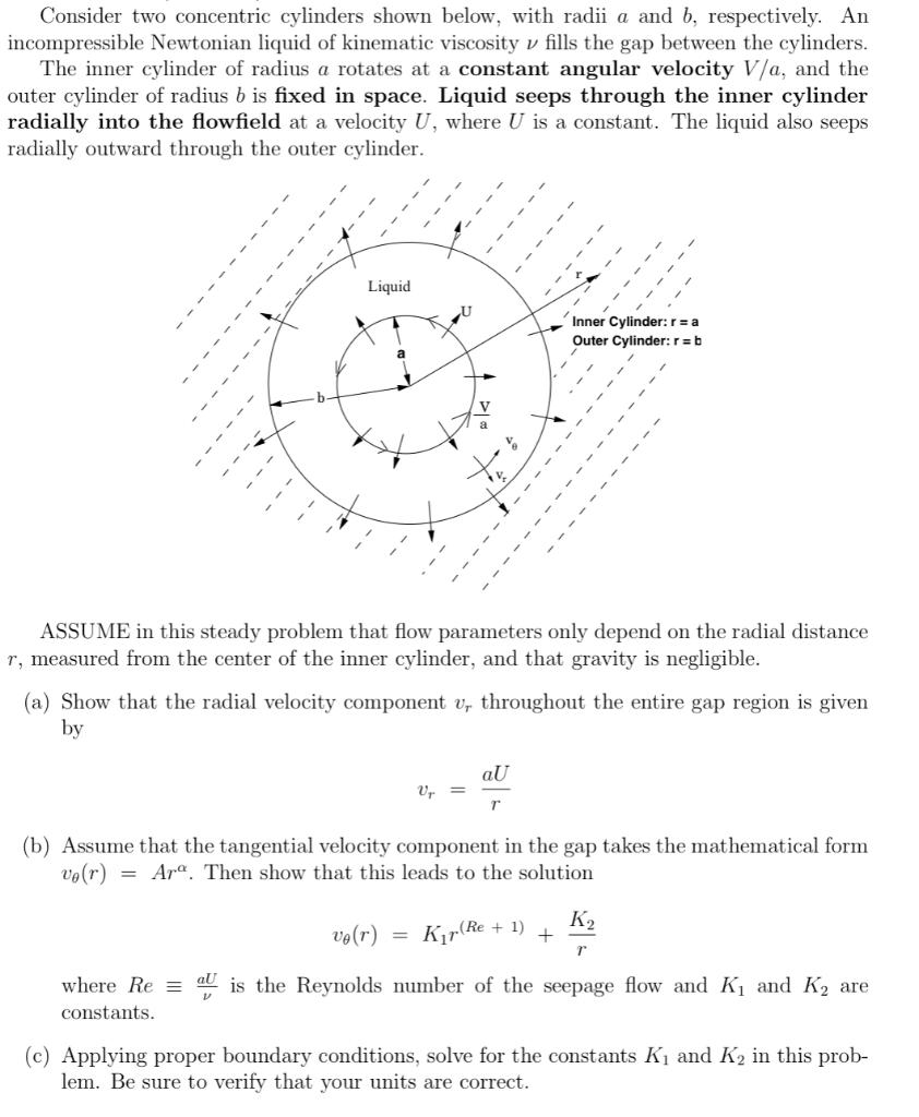 Solved Consider two concentric cylinders shown below, with | Chegg.com