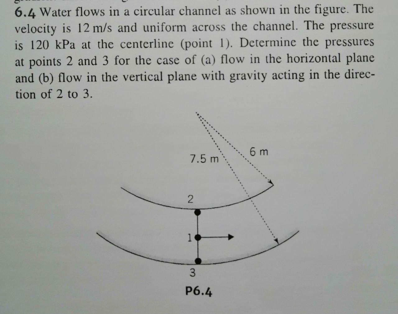 Solved 6.4 Water flows in a circular channel as shown in the | Chegg.com