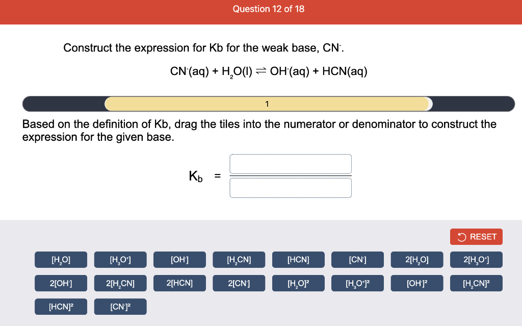 Solved Construct the expression for Kb for the weak base, | Chegg.com