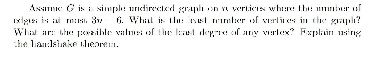 Solved Assume G is a simple undirected graph on n vertices | Chegg.com
