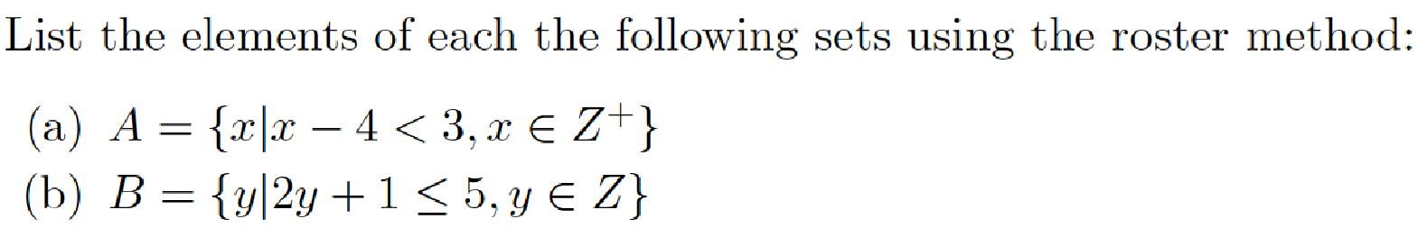Solved List the elements of each the following sets using | Chegg.com