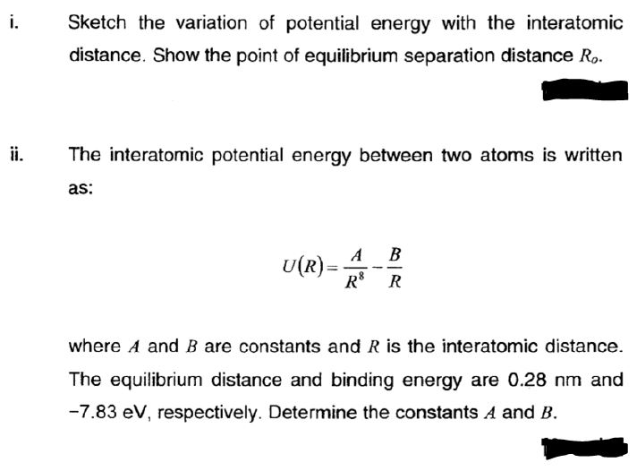 Solved Sketch The Variation Of Potential Energy With The