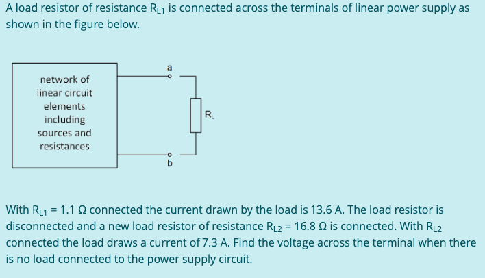 Solved A load resistor of resistance RL1 is connected across | Chegg.com
