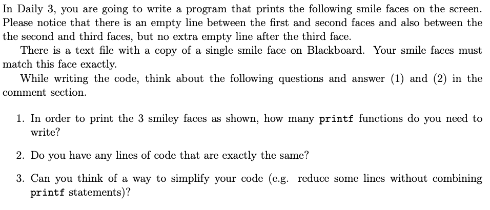 Solved In Daily 3, you are going to write a program that | Chegg.com