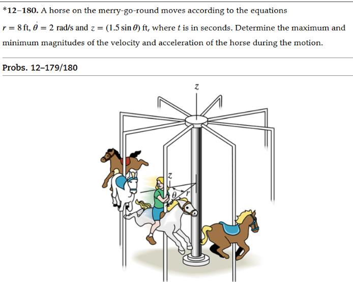 Solved * 12-180. A horse on the merry-go-round moves | Chegg.com