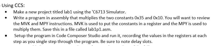 Using CCS: Make a new project titled lab1 using the | Chegg.com