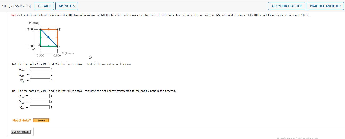Solved 10. ﻿Five moles of ﻿gas initially at ﻿a pressure | Chegg.com